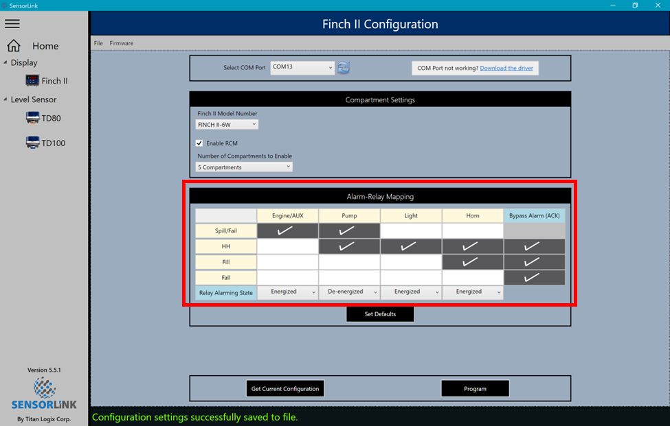 How to configure my Alarm Relays using SensorLink?
